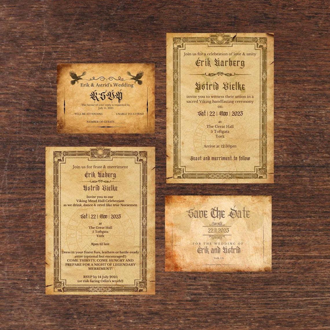 Viking Themed Wedding Invitation Bundle | Save the Date | RSVP ...