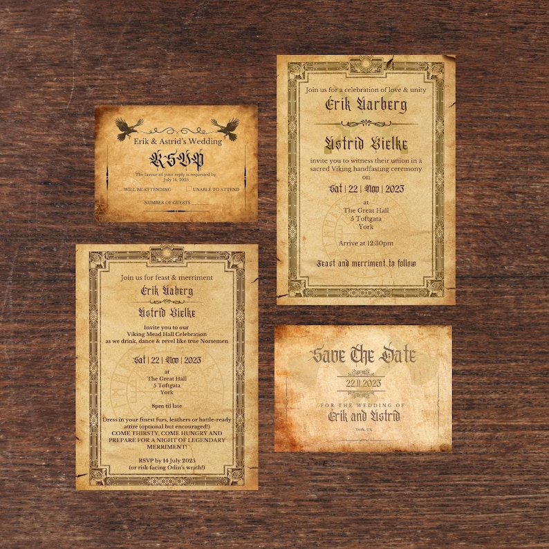 Viking Themed Wedding Invitation Bundle | Save the Date | RSVP ...
