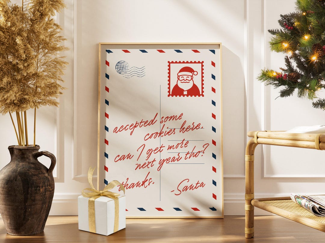 Santa Letter Poster, Funny Christmas, Airmail Holiday Print, Xmas Wall ...
