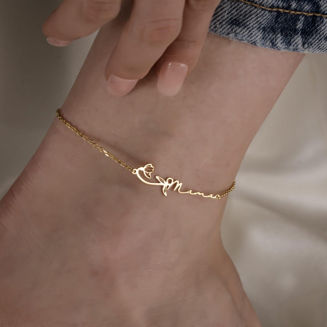 Personalized Birth Flower Anklets for Women, Ankle Bracelet, Birthday ...