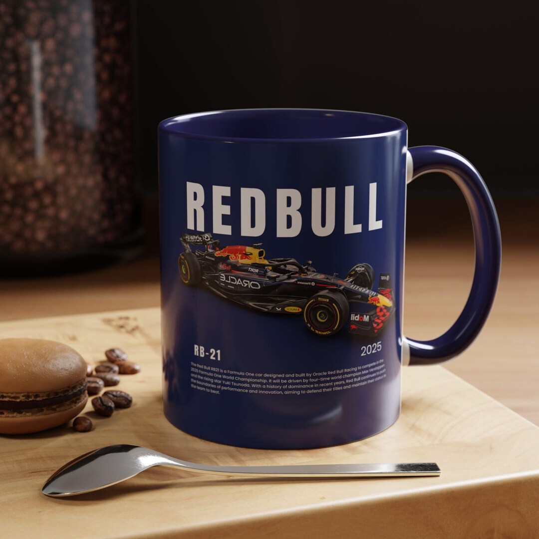 Coffee Mug, Redbull F1 Team RB21 Car Formula One Max Verstapen Yuki ...