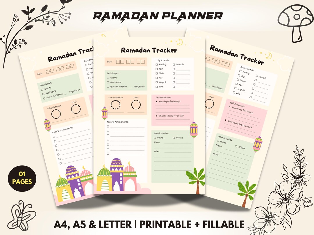 Ramadan Planner Bundle Printable & Digital Muslim Planner With Salah ...