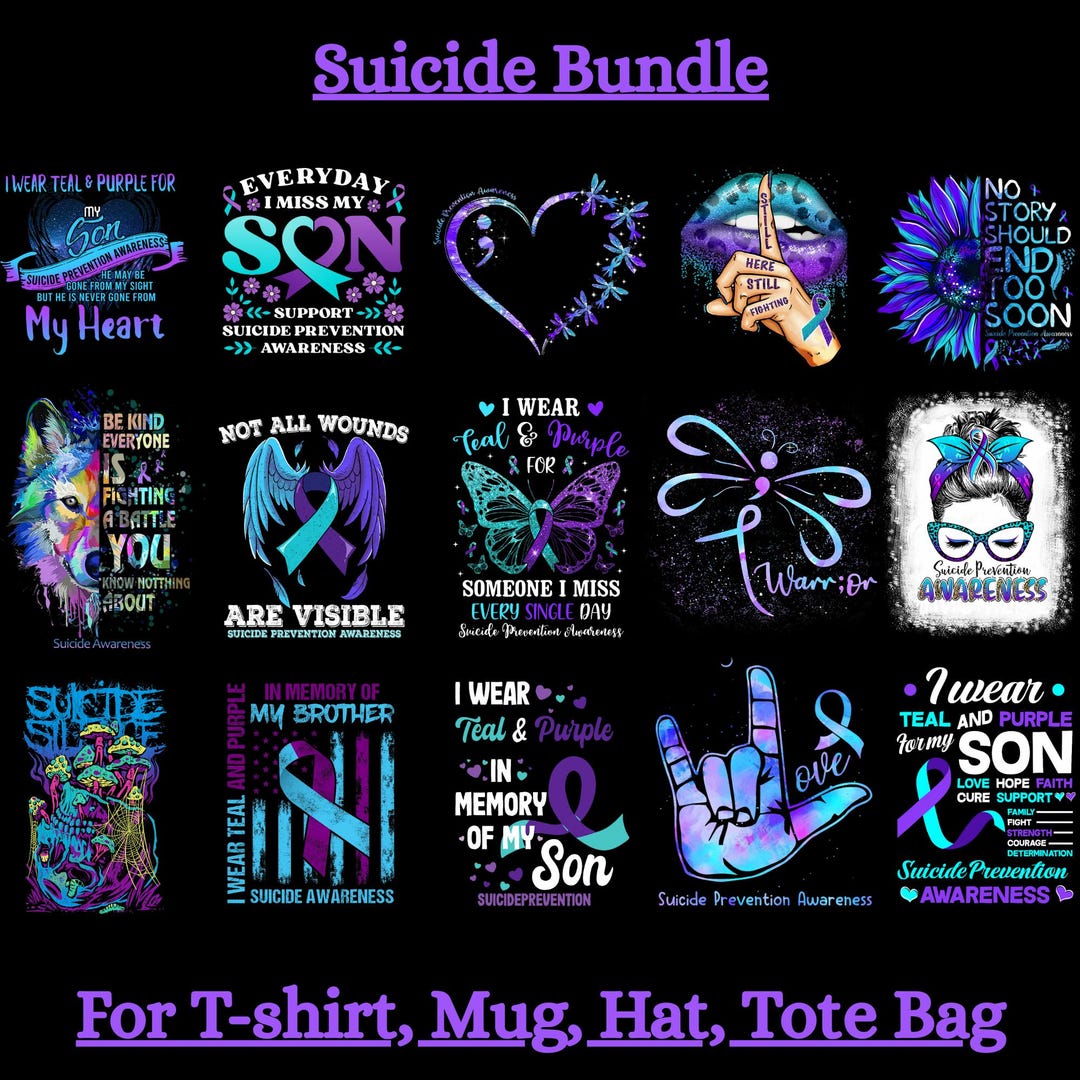Suicide Png Designs Bundle, Suicidal Prevention Png, Ribbon Suicide ...