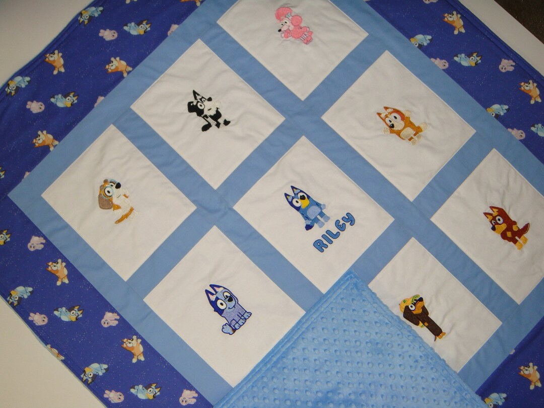 Bluey and Friends Toddler Quilt Custom Made Embroidered Images ...
