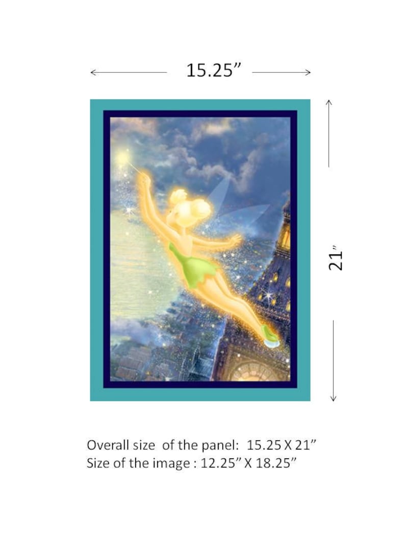 Tinker Bell Fabric Panel Size: 15 X 21 Thomas - Etsy