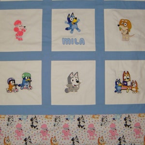 Bluey and Friends Toddler Quilt Custom Made Embroidered Images ...