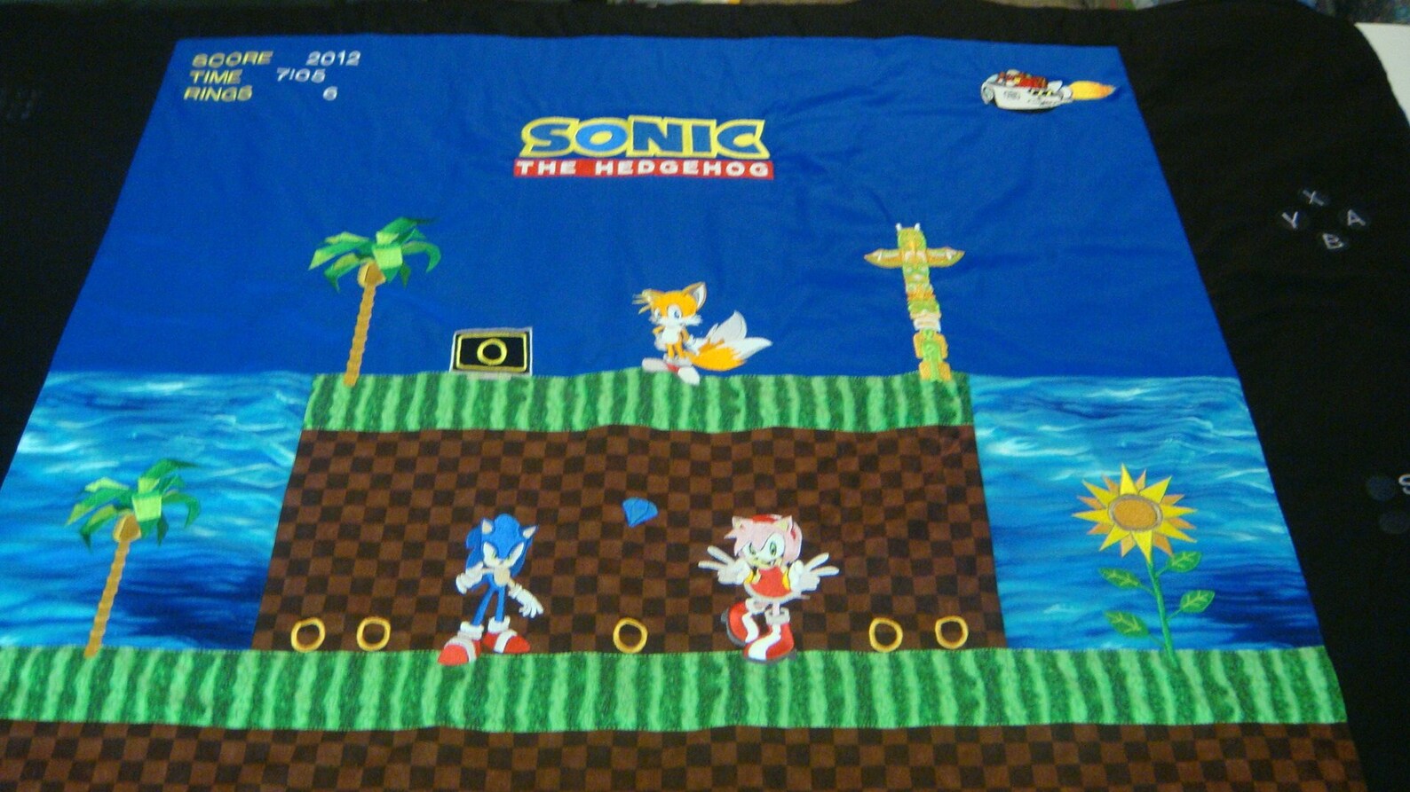 Custom Embroidered Sonic the Hedgehog Lap Quilt - 50 X 50 - Baby ...