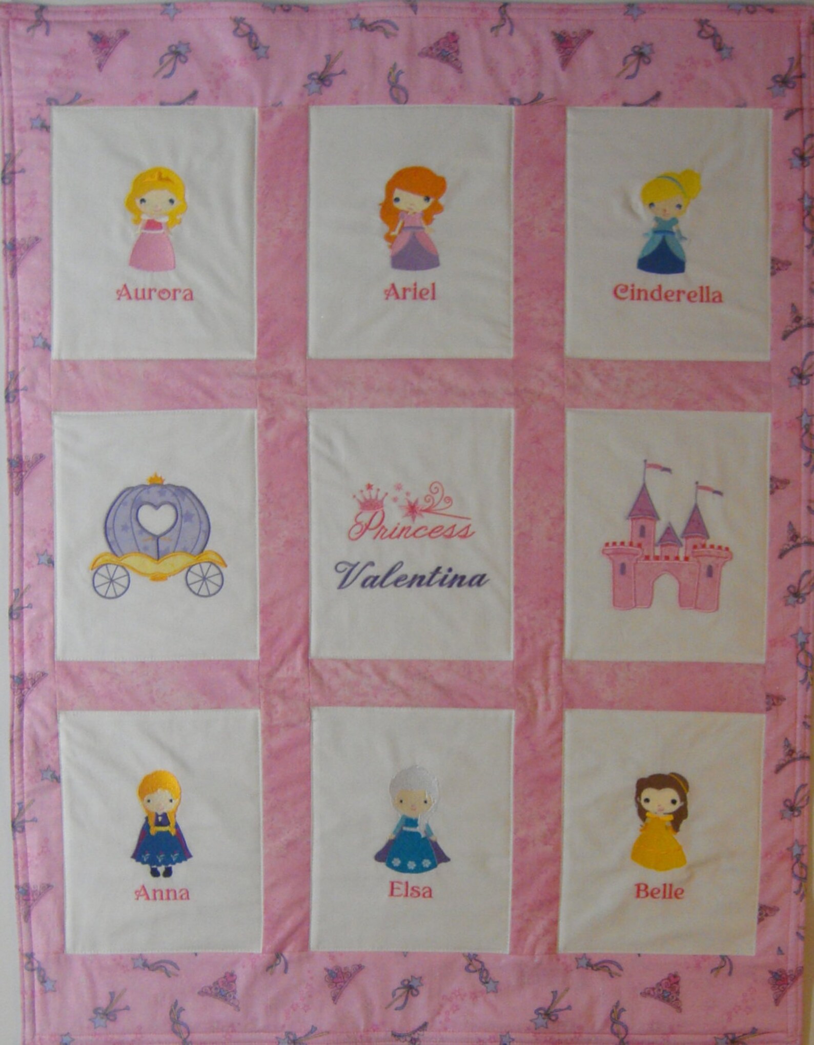 Custom Embroidered Baby Princess Quilt Choose Fabrics & - Etsy