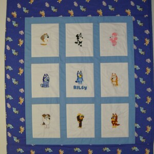 Bluey and Friends Toddler Quilt Custom Made Embroidered Images ...