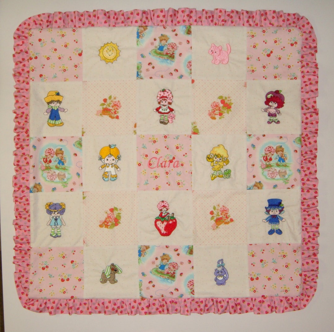 Strawberry Shortcake Baby Quilt - Custom Embroidered Baby Quilt - Size ...