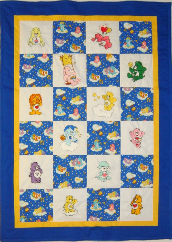 Custom Embroidered Care Bears Patchwork Baby Quilt/blanket - Etsy
