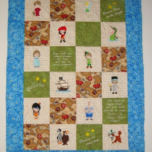 Made to Order Embroidered Peter Pan Inspired Baby / Toddler Quilt ...