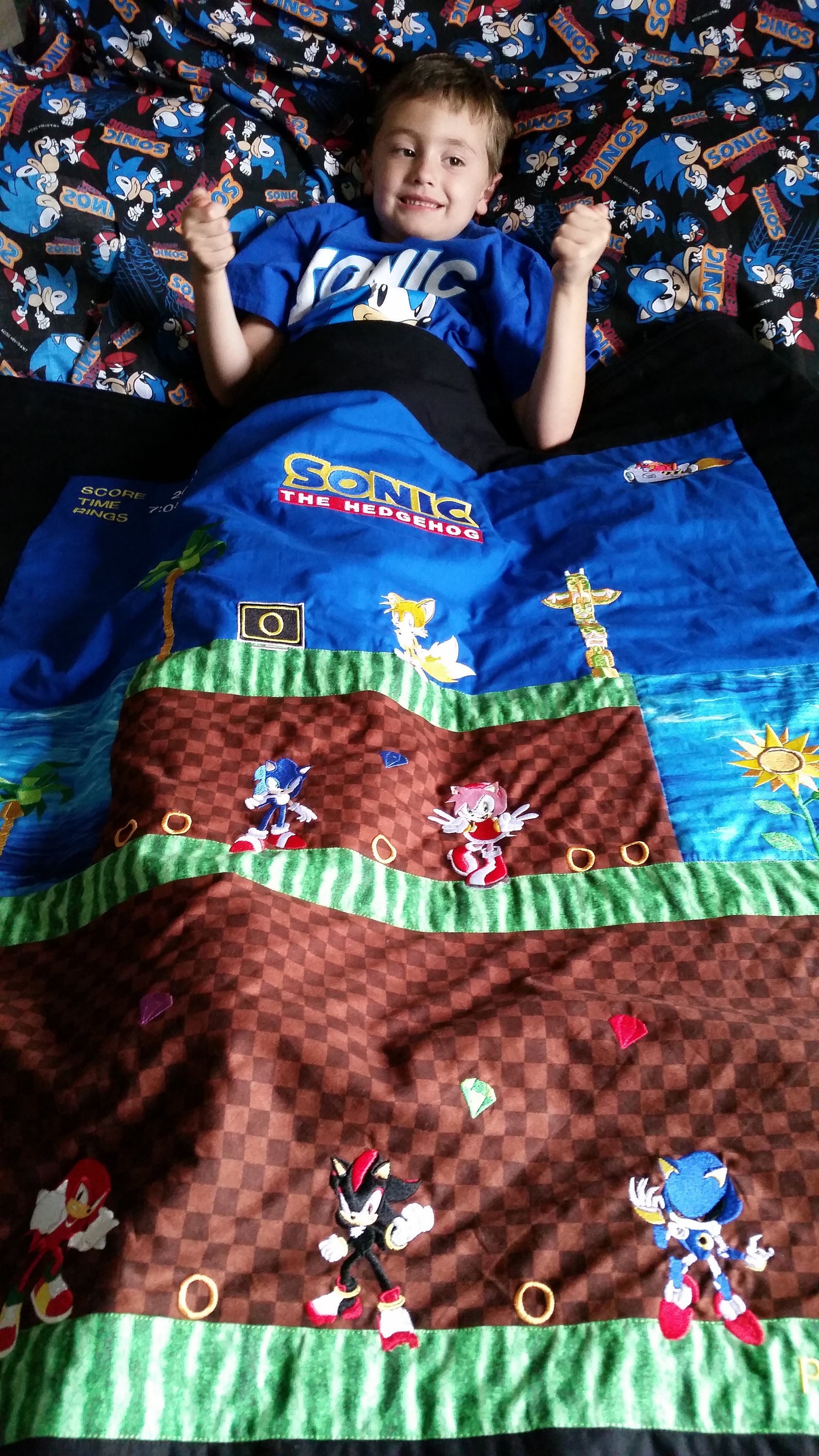 Custom Embroidered Sonic the Hedgehog Lap Quilt - 50 X 50 - Baby ...
