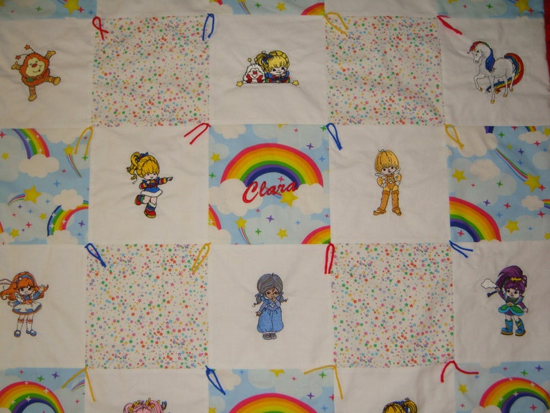 Rainbow Brite Quilt - Custom Embroidered Baby / Toddler Quilt - Rainbow ...