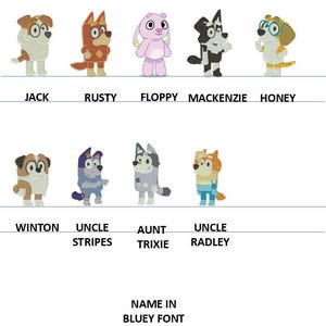 Bluey and Friends Embroidered Quilt Blocks: Custom DIY Kona Cotton - Etsy