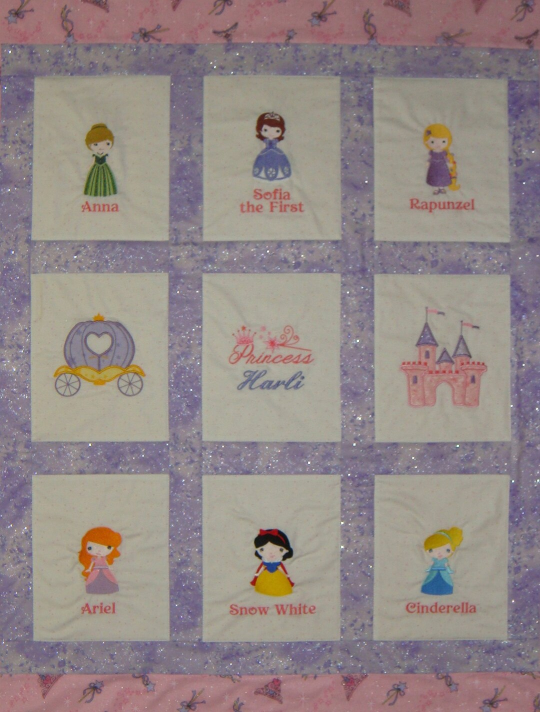 Custom Embroidered Baby Princess Quilt - Choose Fabrics & Images ...