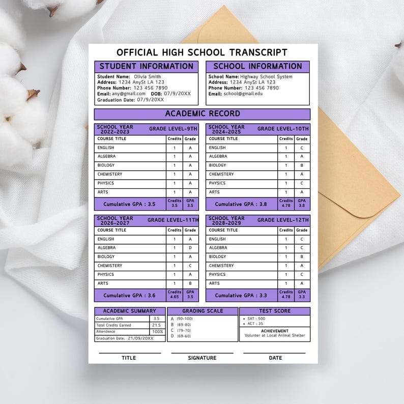 Editable High School Transcript Template | Homeschool Transcript PDF | GPA Calculator ...