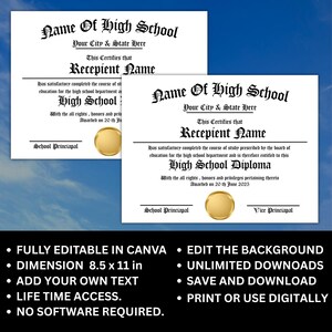 Editable High School Diploma Template, High School Diploma, Diploma ...