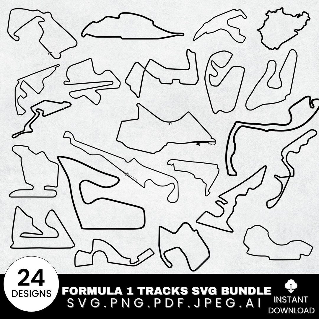 SVG 24 F1 2025 Tracks Formula 1 Circuit Track Bundle Print Cut File ...