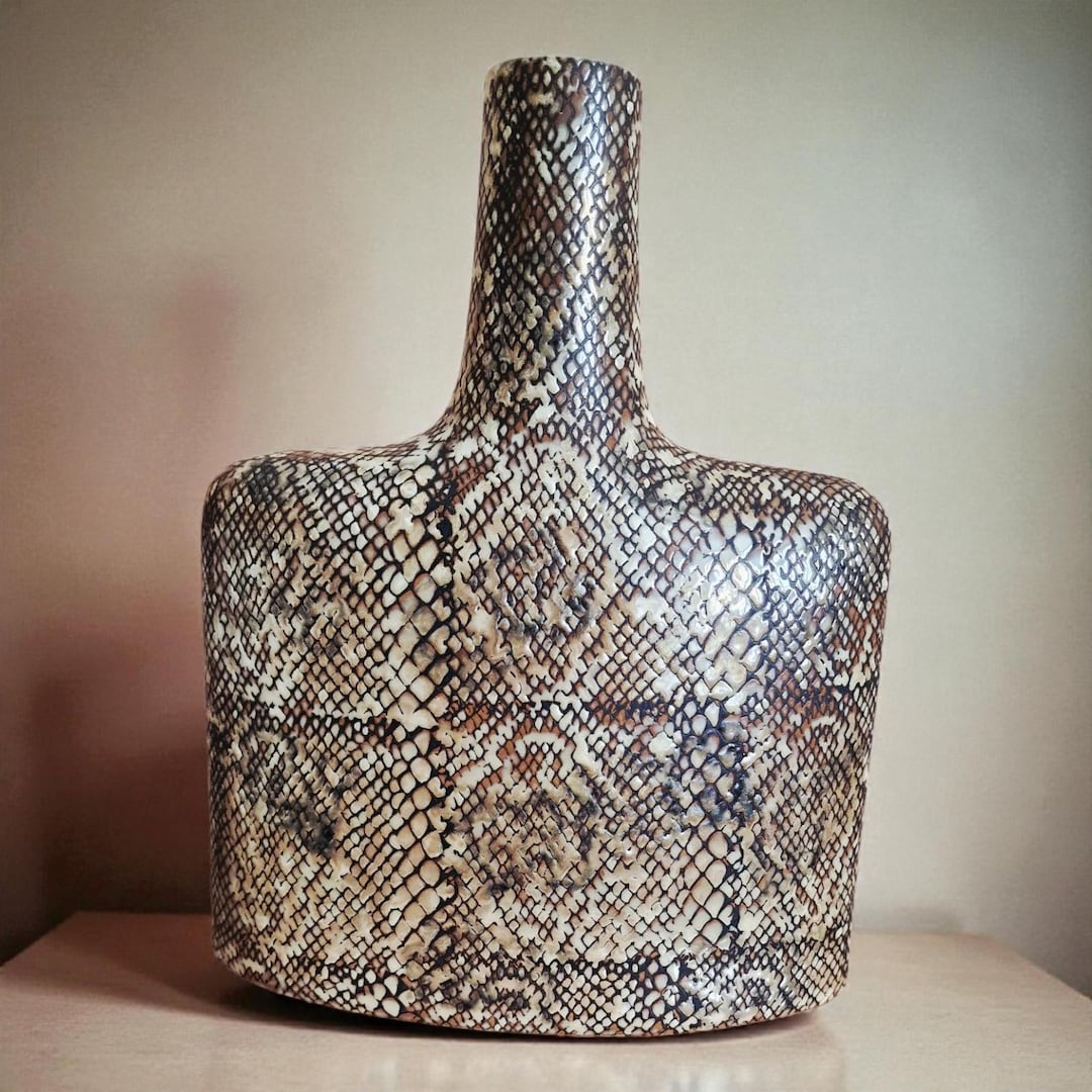 Vintage Large Snake Skin Effect Art Pottery Vase – Unique Textured ...