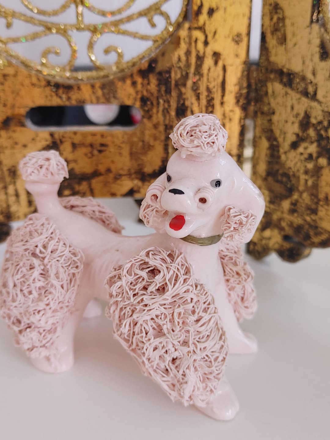 Vintage Pink Porcelain Spaghetti Poodle Dog Figurine - Etsy