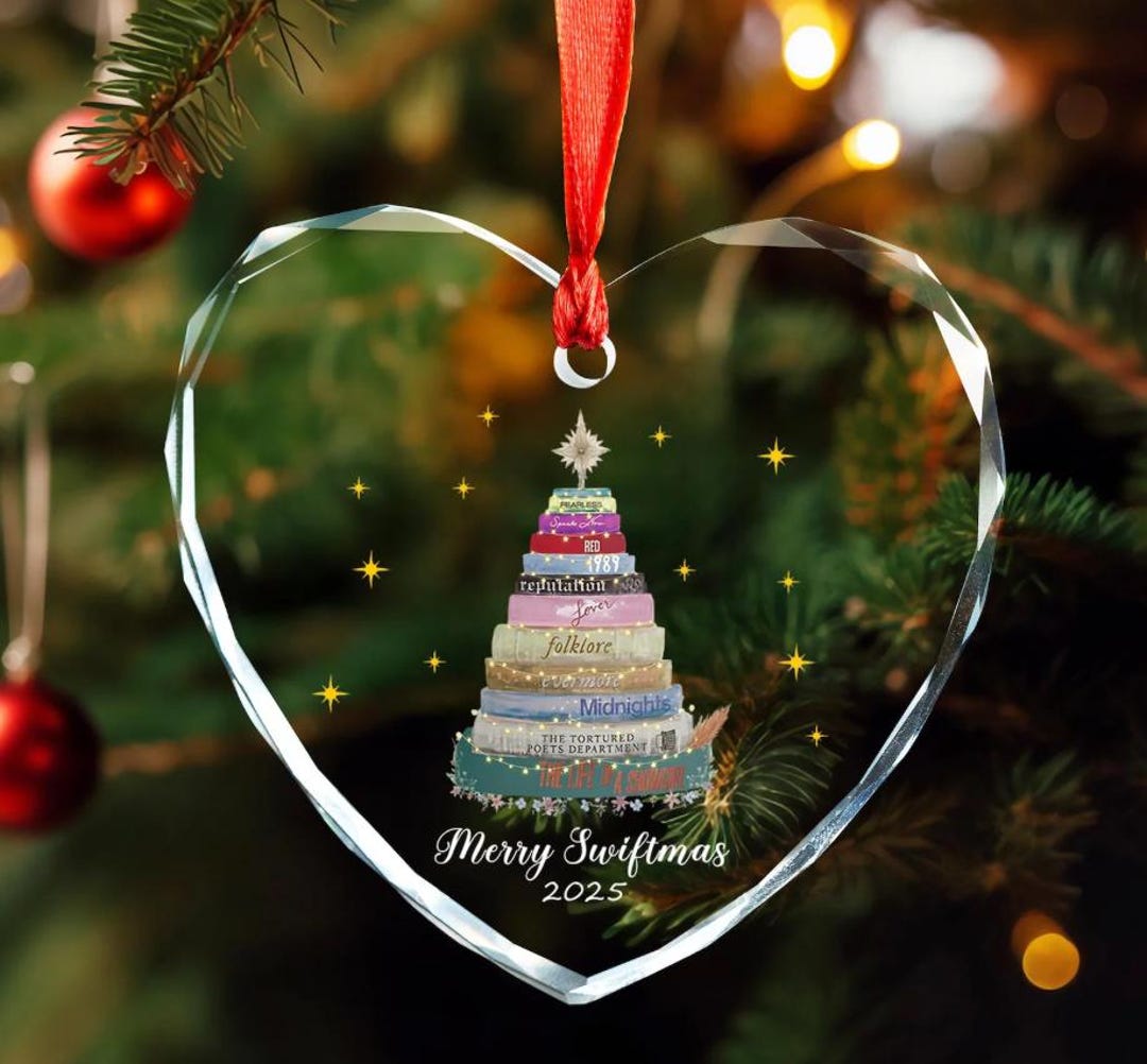 Taylor Swift Albums Christmas Tree Glass Ornament 2025: Merry Swiftmas ...