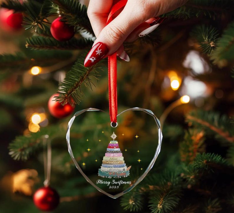 Taylor Swift Albums Christmas Tree Glass Ornament 2025: Merry Swiftmas ...