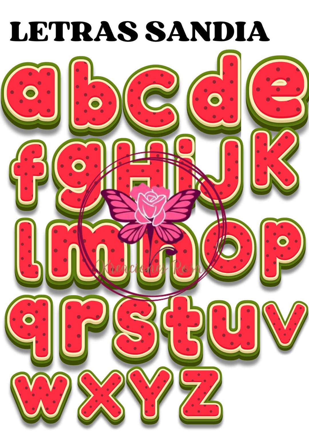 LETRAS SANDIA mayúsculas y minúscula - Etsy México