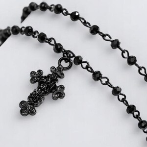Gothic Cross Choker Set: Black Bead Layered Necklace - Etsy