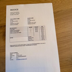 Editable Invoice Template – Google Sheets | VAT + Discount | for Freelancers & Small Business - Etsy