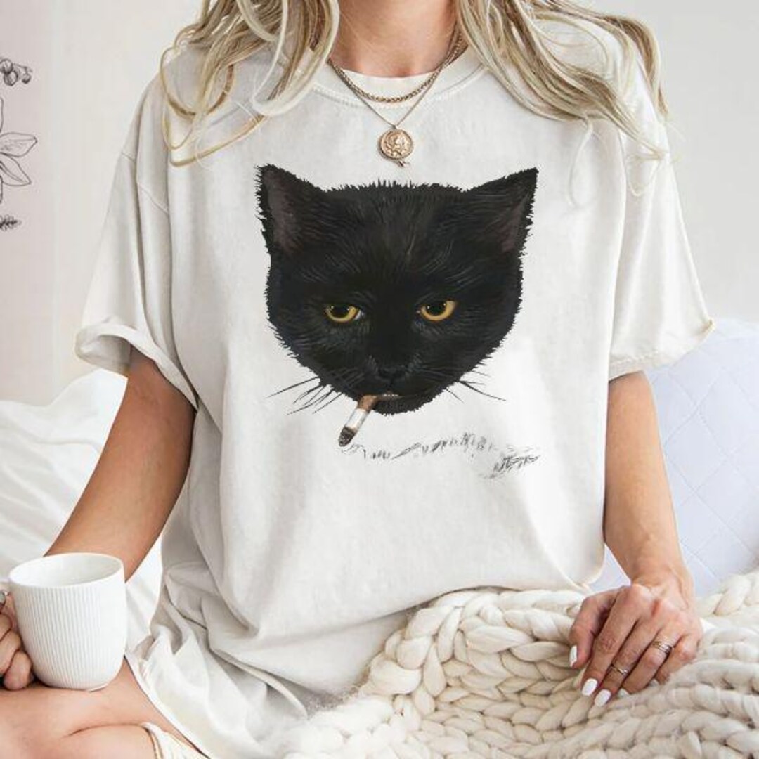 Y2K Smocking Cat PNG, Unisex Vintage Graphic Design File Gothic Grunge Y2K Emo Scene Amity ...