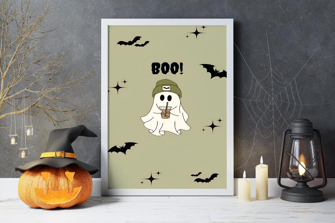 The Ghost Poster, Halloween Poster, Spooky Cute Wall Art, Halloween ...