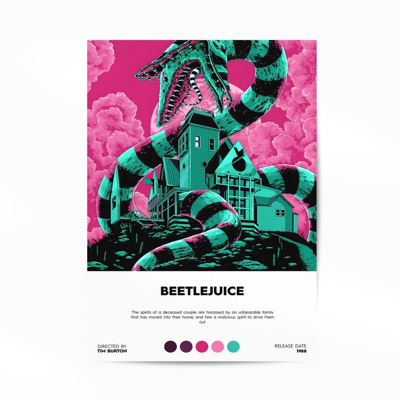 Beetlejuice Poster, Beetlejuice Print, Beetlejuice Wall Art ...