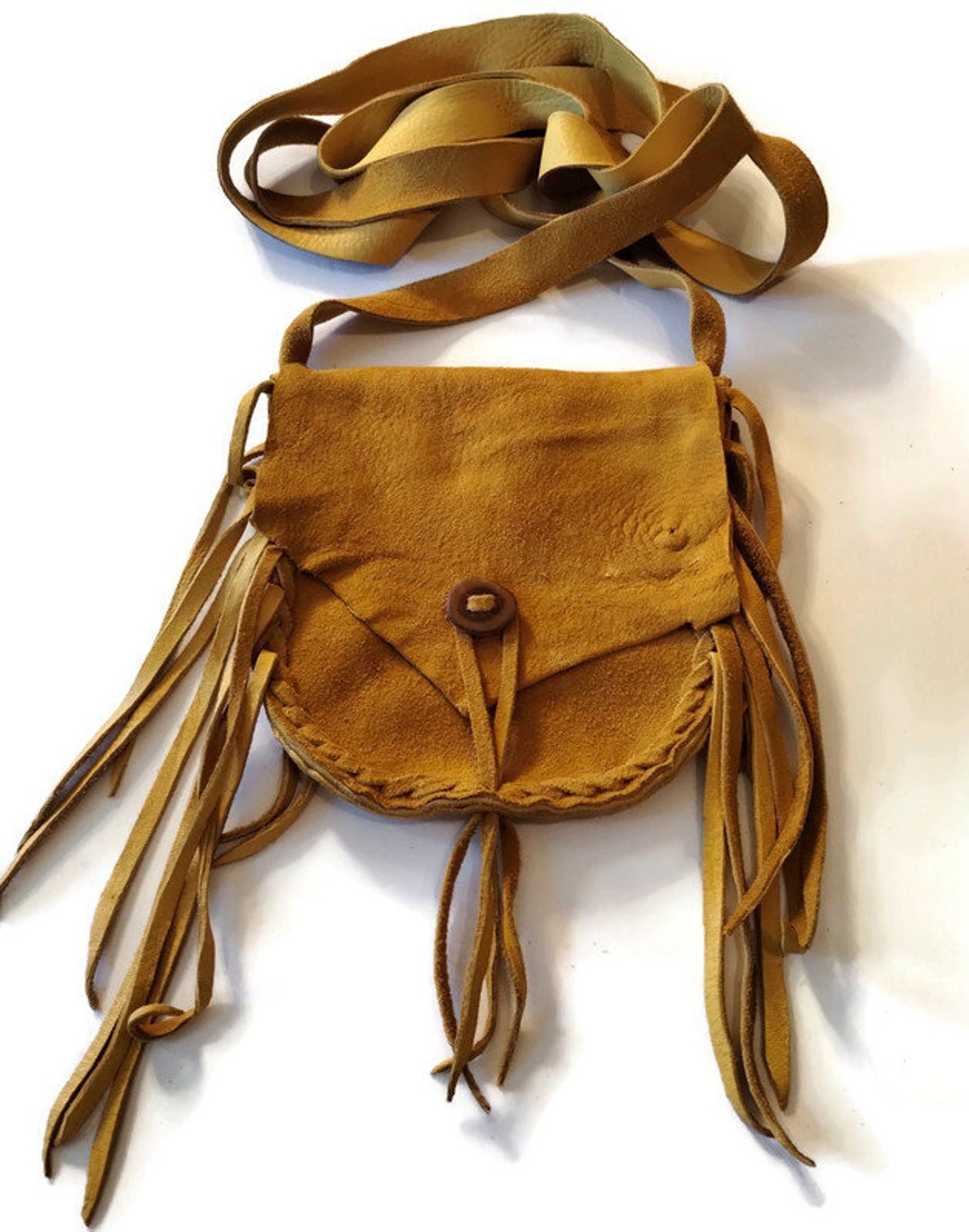 6x6 Crossbody Bag/ Gold Deer Skin/antler Button/purse/medicine Bag ...