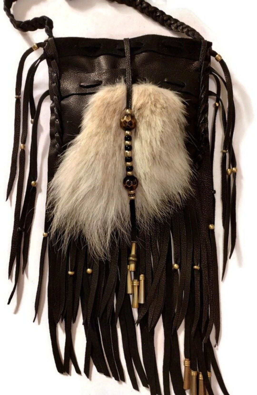 Coyote Fur 6x6 Crossbody Black Deer Skin/purse/medicine Bag/possibles ...