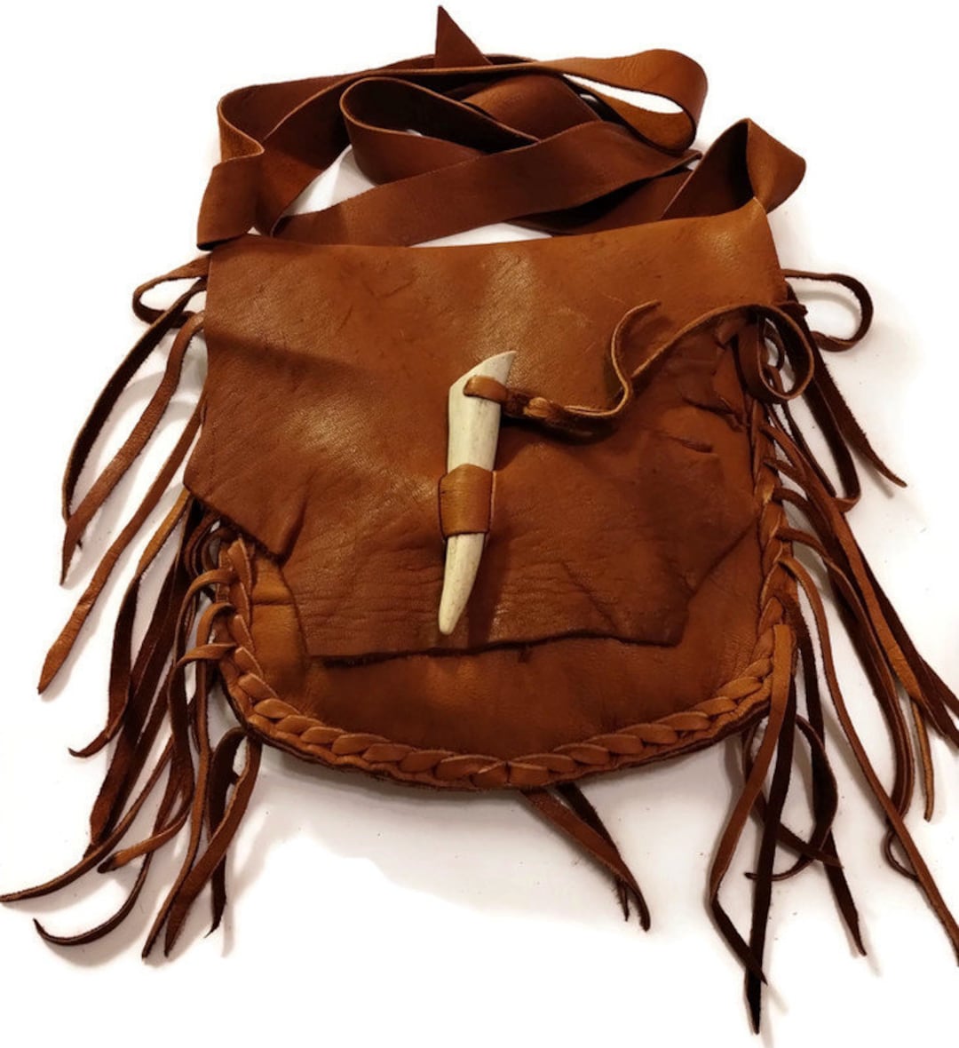 Cross Body/shoulder Bag/possibles Bag/tobacco Deer Skin/antler Tip ...