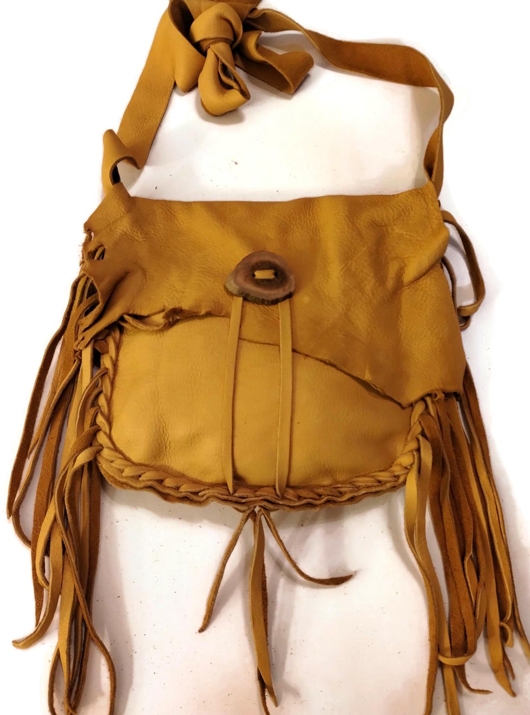 8x8 Crossbody Gold Deer Skin/antler Button/possibles/possible Bag/ Leather/shoulder Bag/black ...