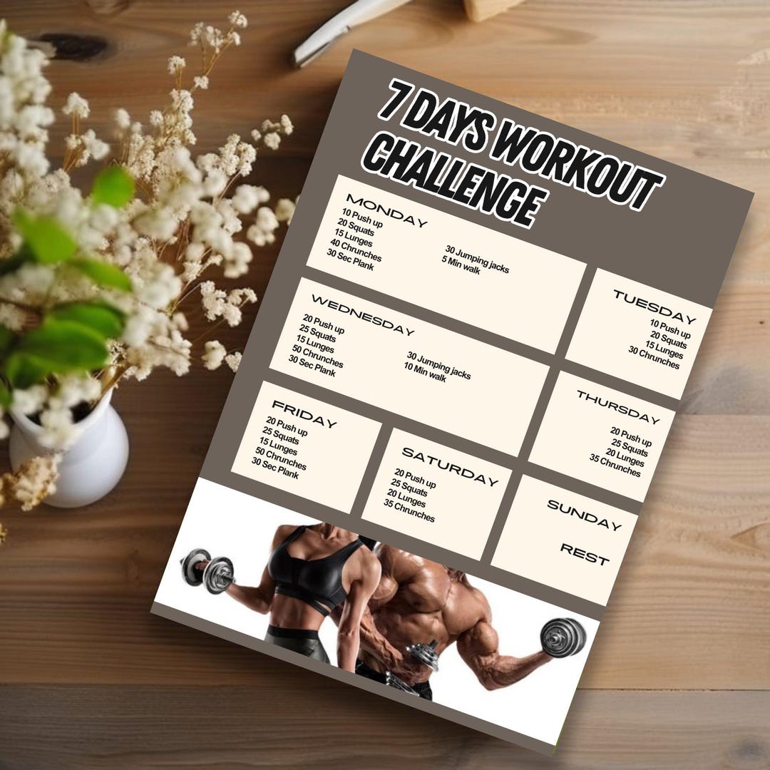 Workout Challenge Printable, Fitness Goal Tracker (digital Download) - Etsy