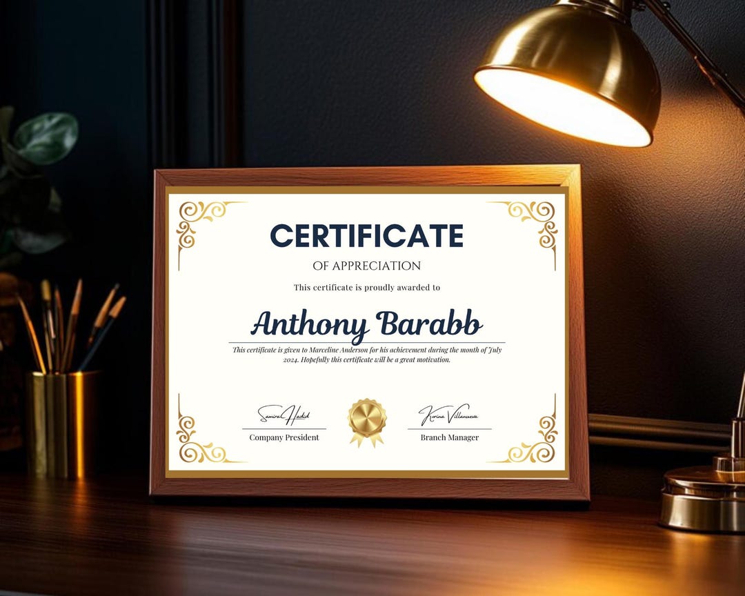 Cream Bordered Appreciation Certificate - Etsy