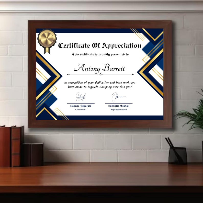 Personalized Certificate of Appreciation - Elegant Employee Recognition ...