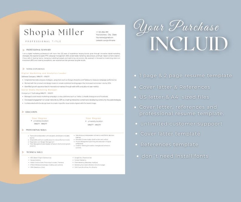 Editable Sorority Resume Template, Minimalist Cover Letter Template ...