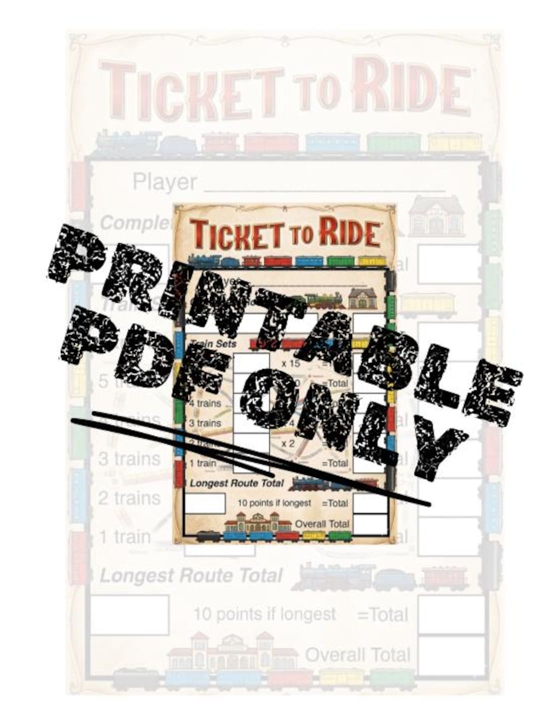 Ticket to Ride Scorecard | Printable Board Game Tracker (PDF) - Etsy