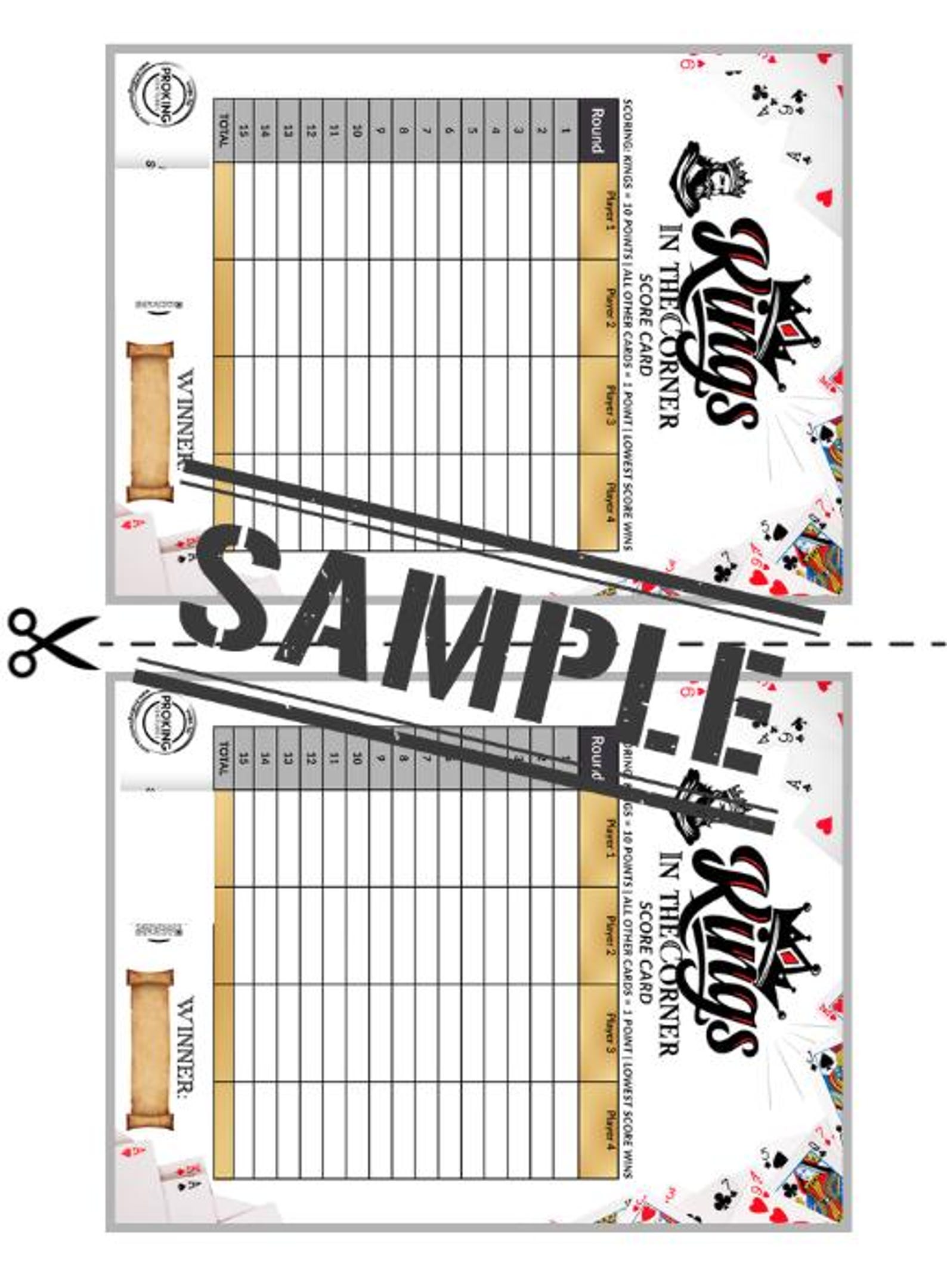 Kings in the Corner Score Sheet | Printable Tracker PDF | Family Game ...