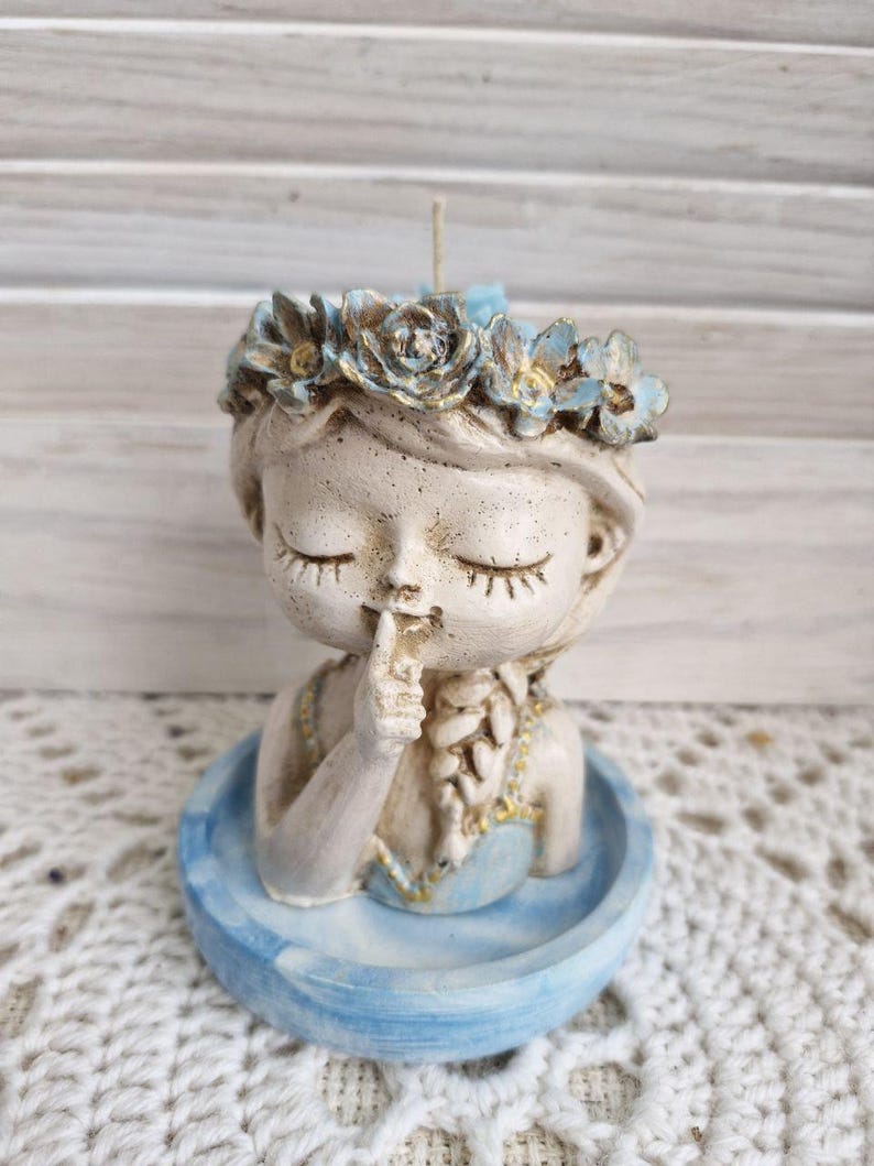 Candle in Gypsum Pots Gypsum Girl Gypsum Art Home Decor Handmade Gift ...