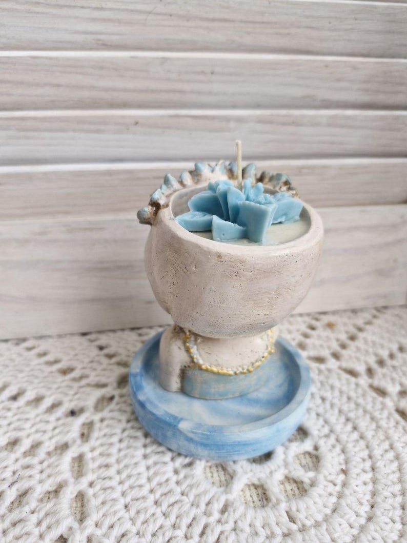 Candle in Gypsum Pots Gypsum Girl Gypsum Art Home Decor Handmade Gift ...