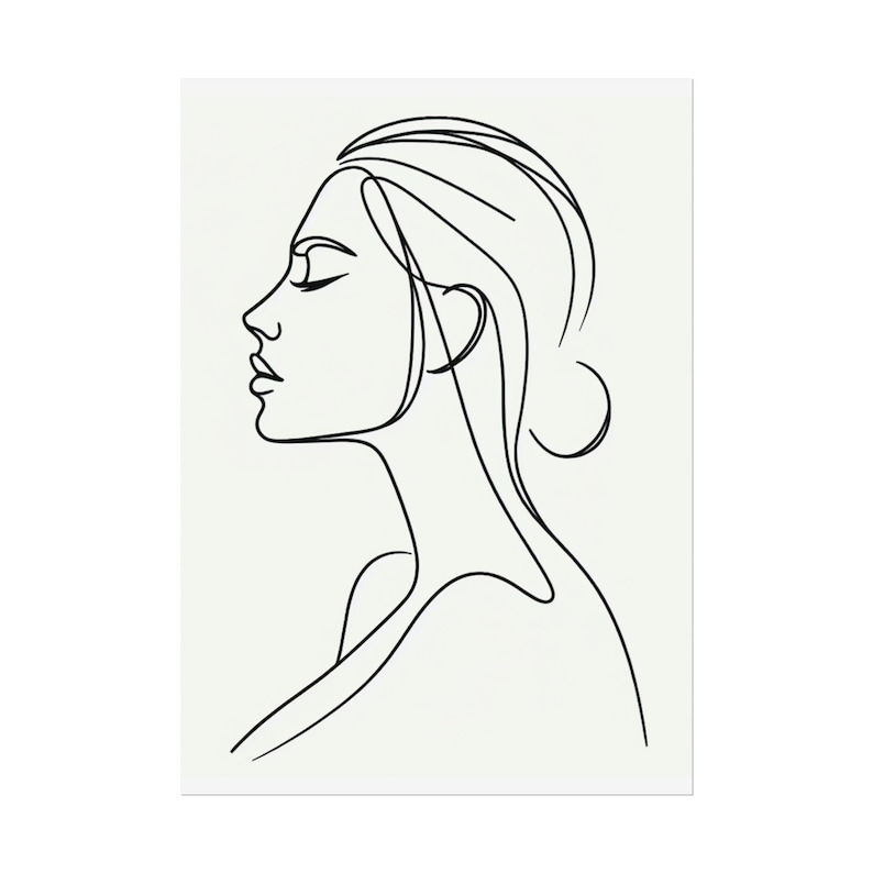 Minimalist Woman Profile Line Art Poster Print, Feminine Grace Wall Art ...
