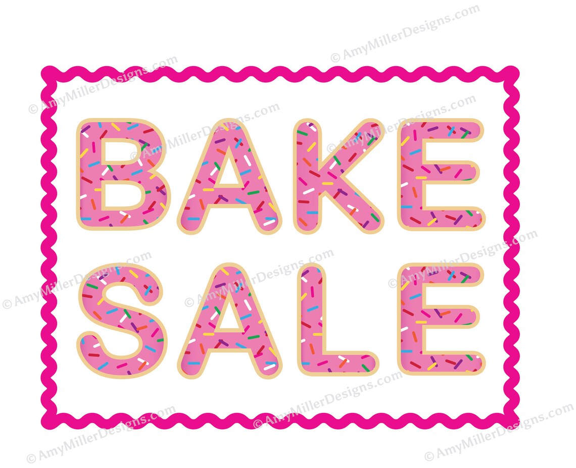 Bake Sale Pink Sugar Cookie Printable Banner, Sign and 2" Circle Price ...