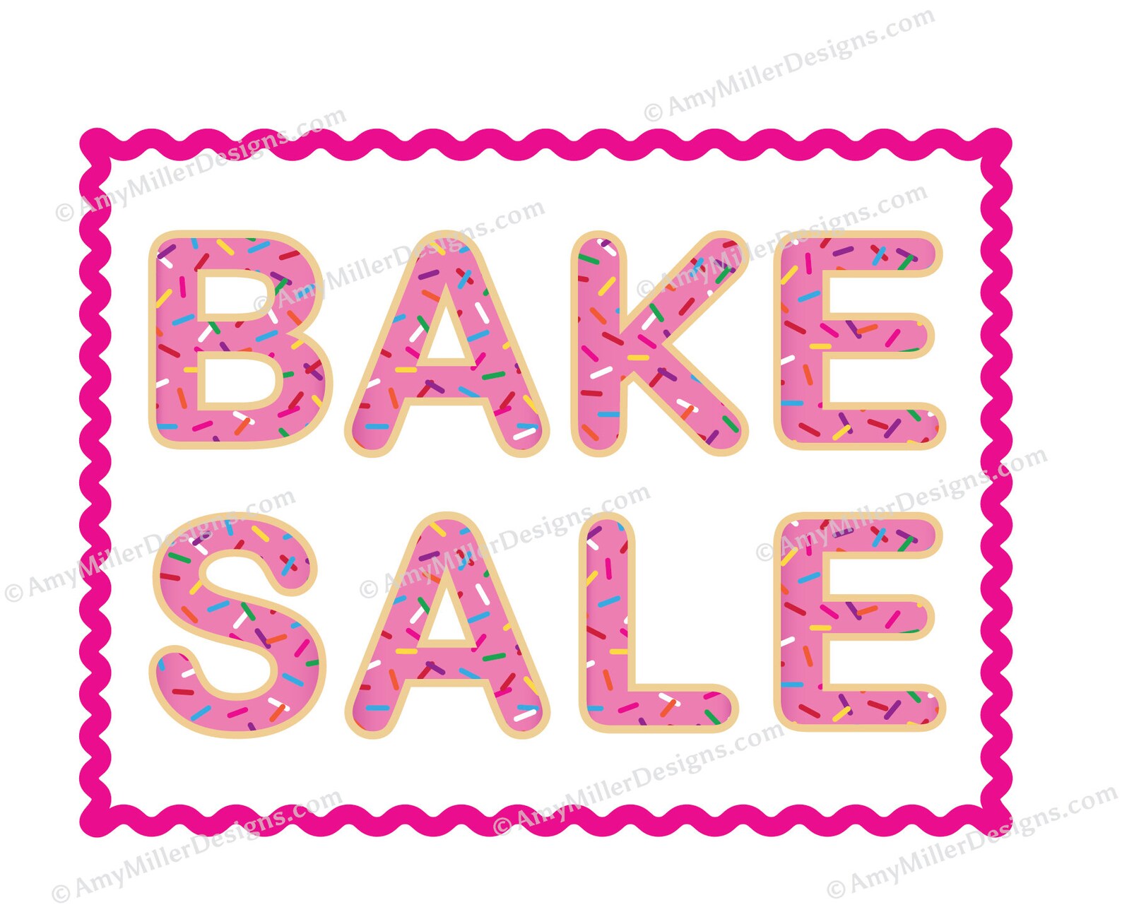 Bake Sale Pink Sugar Cookie Printable Banner, Sign and 2" Circle Price ...