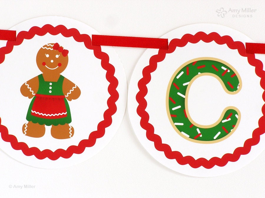 Printable Christmas Bake Sale Banner in a Sugar Cookie and Gingerbread ...