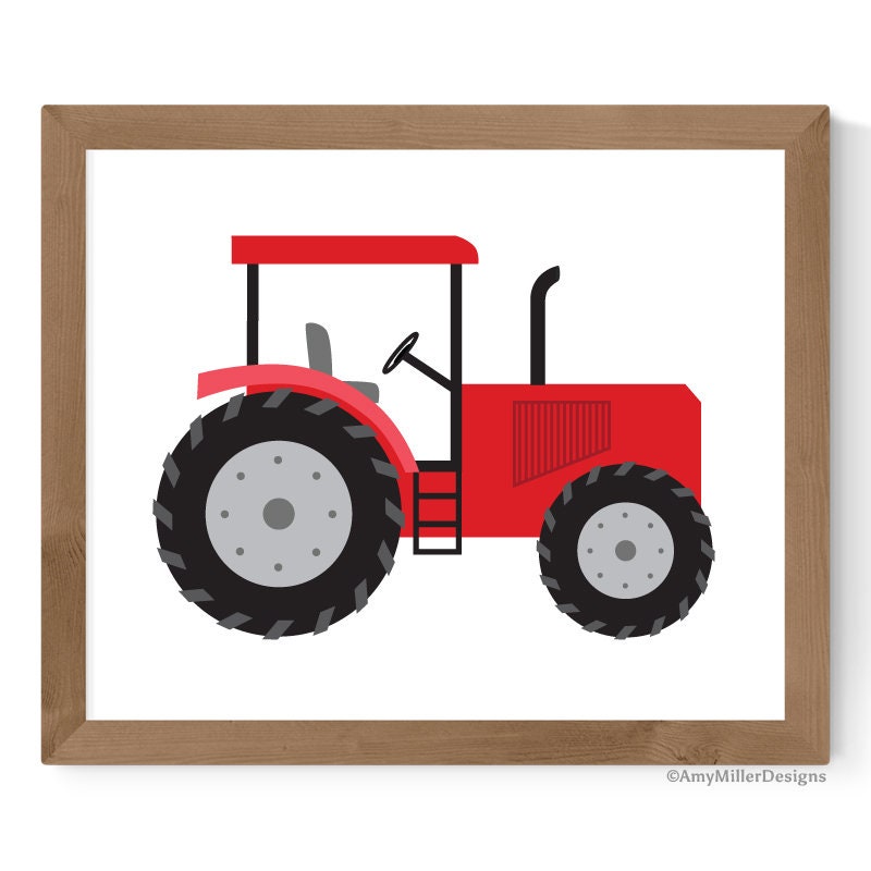 Tractor Wall Artwork, Green Tractor Nursery Print, Boys Nursery Art ...
